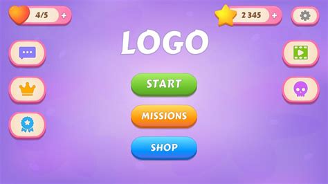 premium vector main menu gui kit casual assets for a game mobile a set of user interface