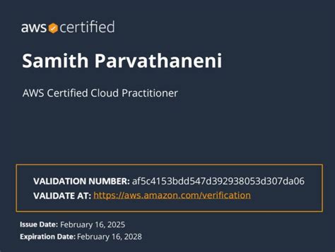 Aws Cloudcomputing Certification Learning Awscloudpractitioner Samith Parvathaneni