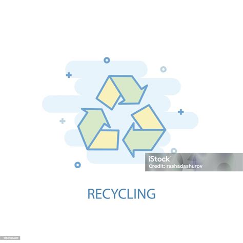 리사이클 라인 트렌디 아이콘입니다 간단한 선 컬러 일러스트 녹색 에너지 세트에서 재활용 기호 플랫 디자인 Ui Ux에 사용할 수 있습니다 환경 보전에 대한 스톡 벡터 아트