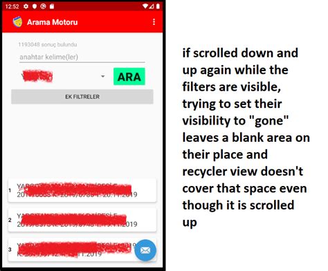 hide able views on the layout don t push other views after recyclerview