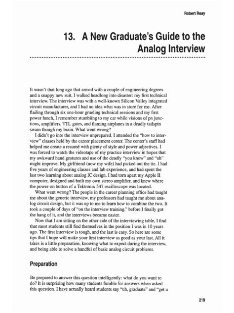 A New Graduates Guide To The Analog Interview Pdf Pdf