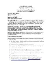 CMS 210 Common Syllabus Spring 2020 Doc Eastern Kentucky University Department Of