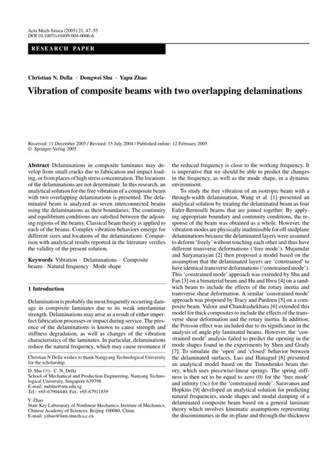 Pdf Vibration Of Composite Beams With Two Overlapping Delaminations