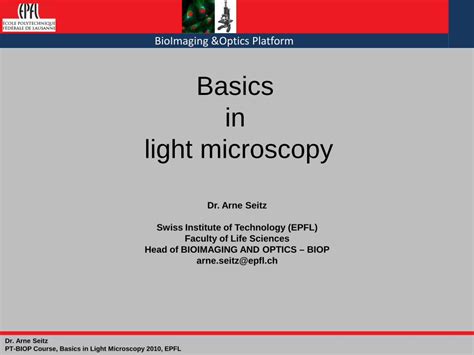 Pdf Basics In Light Microscopy Biop Epfl Biopbiopepflchpdf