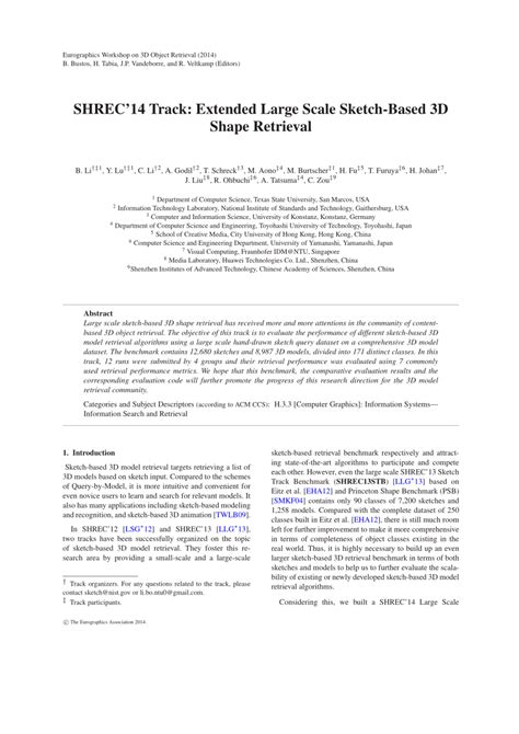 Pdf Shrec14 Track Extended Large Scale Sketch Based 3d Shape Retrieval
