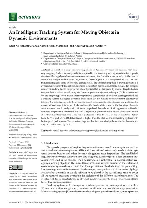 Pdf An Intelligent Tracking System For Moving Objects In Dynamic