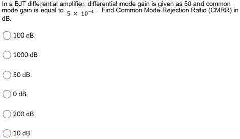solved in a bjt differential amplifier differential mode gain is
