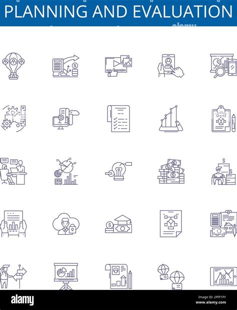 Planning And Evaluation Line Icons Signs Set Design Collection Of
