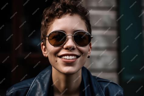 Premium Ai Image Portrait Of A Short Haired Non Binary Curvy Woman Premium Ai Image Portrait Of A Short Haired Non Binary Curvy Woman