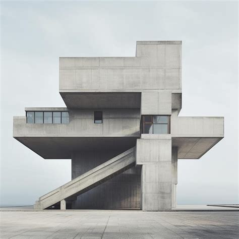 Premium Ai Image A Building With A Large Concrete Structure On The