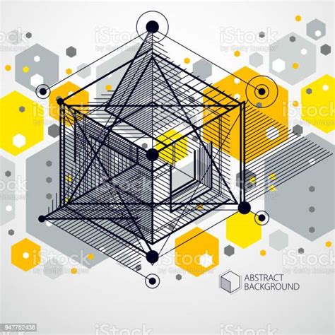 안내 책자 전단지 포스터 광고 커버에 대 한 템플릿 3d 노란색 디자인 레이아웃 추상적인 현대 배경 벡터 큐브 육각형 사각형