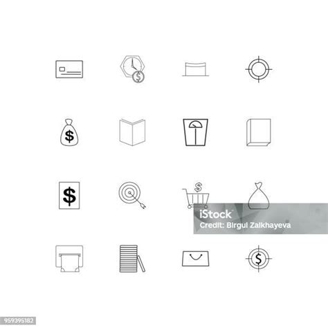 은행 금융 및 돈을 선형 얇은 아이콘 설정 합니다 간단한 벡터 아이콘 설명 가방에 대한 스톡 벡터 아트 및 기타 이미지 가방 돈가방 디자인 Istock