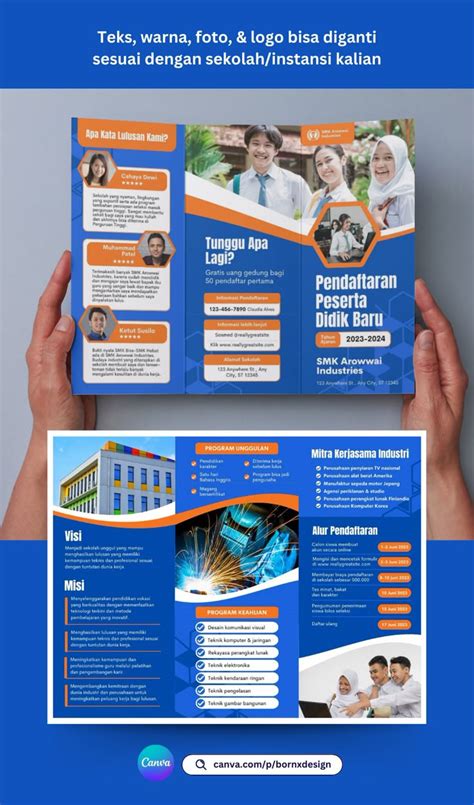 Template Desain Brosur Ppdb Sekolah Brosur Brosur Lipat Tiga Desain Brosur
