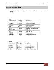 SQL EXERCISE Pdf Assignment Solutions For RDBMS Punjabi University Patiala Assignments Day