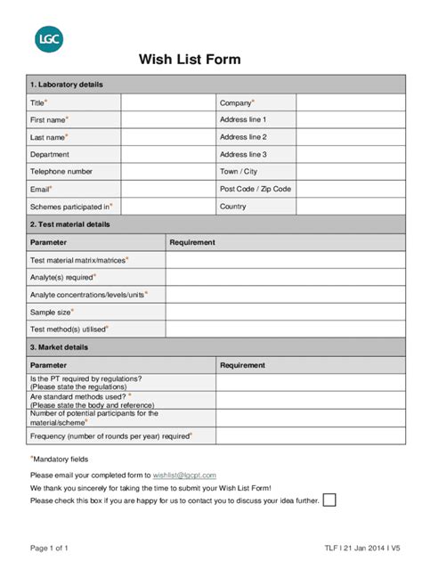 Wish List Form Blank Fillable Template Fill Out Print And Download