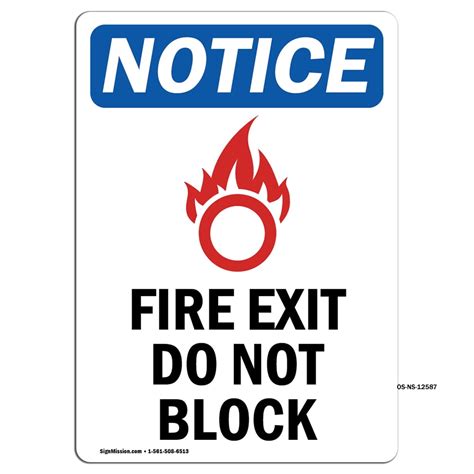 OSHA Notice Signs Fire Exit Do Not Block Sign With Symbol Decal Protect Your Business