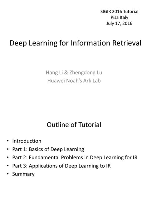 Deep Learning For Information Retrieval Pdf Artificial Neural Network Information Retrieval