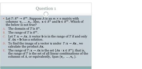 solved question1 let t rn → rm suppose a is an m × n