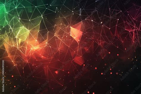 Futuristic Digital Network Visualization With Glowing Nodes And Lines Representing Data