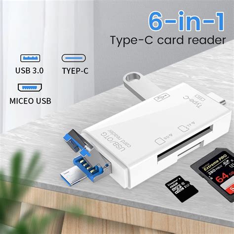 6 In 1 Multifunctional Usb Type C Usb Micro Usb Tf Sd Smart Memory Card Reader Otg Flash Disk