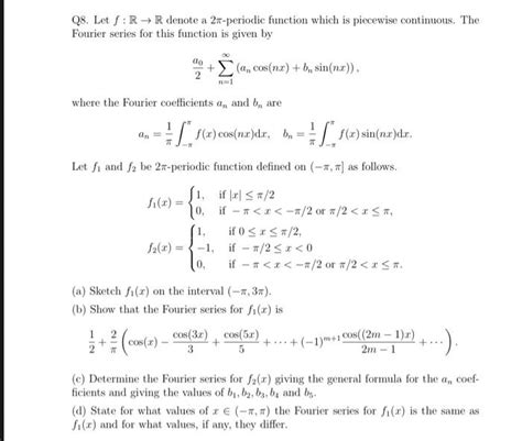 Solved Q1 Find The Fourier Series Of The Function Chegg Com