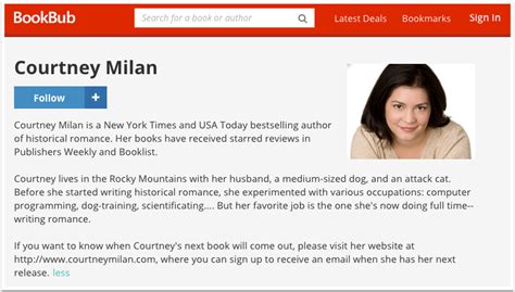20 Fantastic BookBub Author Profile Examples