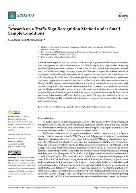 pdf research on a traffic sign recognition method under small sample