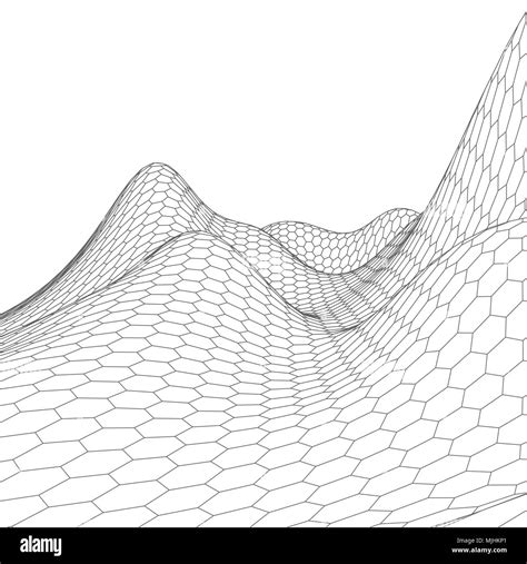Abstract Vector Wireframe Landscape Background Cyberspace Grid 3d
