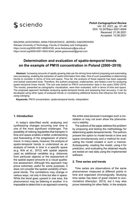 Pdf Determination And Evaluation Of Spatio Temporal Trends On The Example Of Pm10