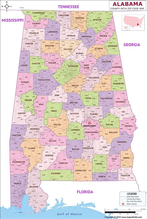 Zip Codes Alabama Map
