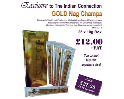 Exclusive Gold Nag Champa 25 X 10g The Indian Connection