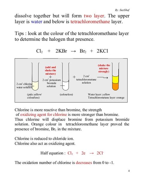 6 Displacement Of Halogen From Its Halide Solution