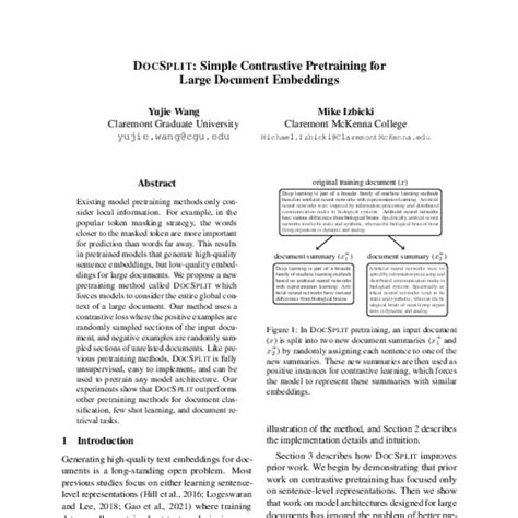 Docsplit Simple Contrastive Pretraining For Large Document Embeddings