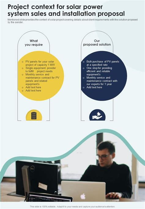 Project Context For Solar Power System Sales And Installation One Pager Sample Example Document