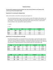 PHY101 MOD 4 Lab Pendulum Docx Pendulum Motion This Lab Will Be Completed Using The Pendulum