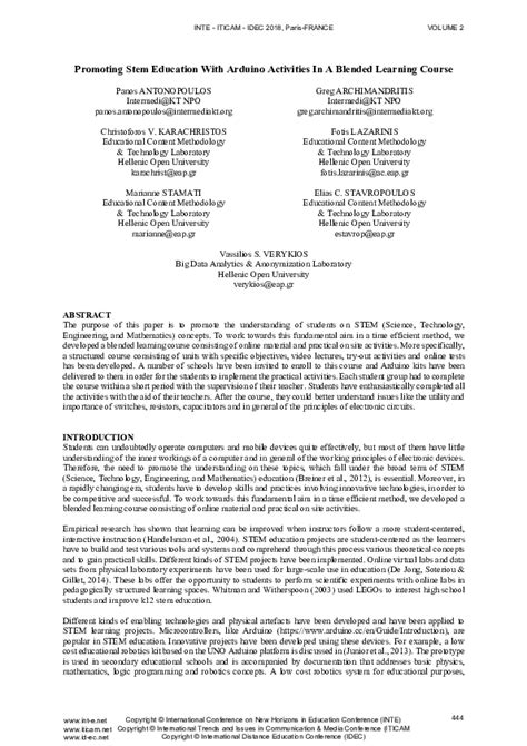 Pdf Promoting Stem Education With Arduino Activities In A Blended Learning Course