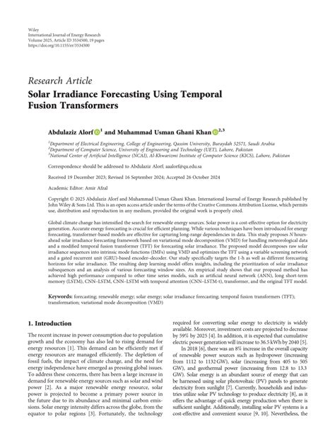 (PDF) Solar Irradiance Forecasting Using Temporal Fusion Transformers