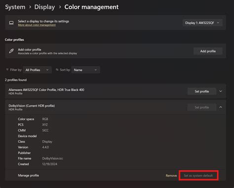AW3225QF HDR ICC Profile Detected As SDR Profile In Windows 11 24H2 DELL Technologies