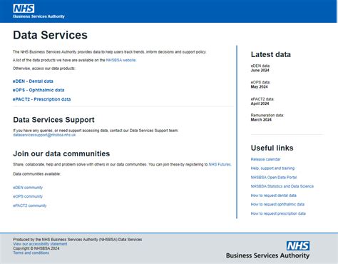 New Data Services Screen Nhsbsa