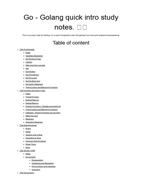 Go Language Notes Pdf Integer Computer Science Pointer