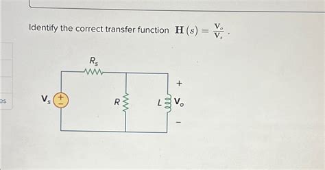 Solved Identify The Correct Transfer Function Hsvovs
