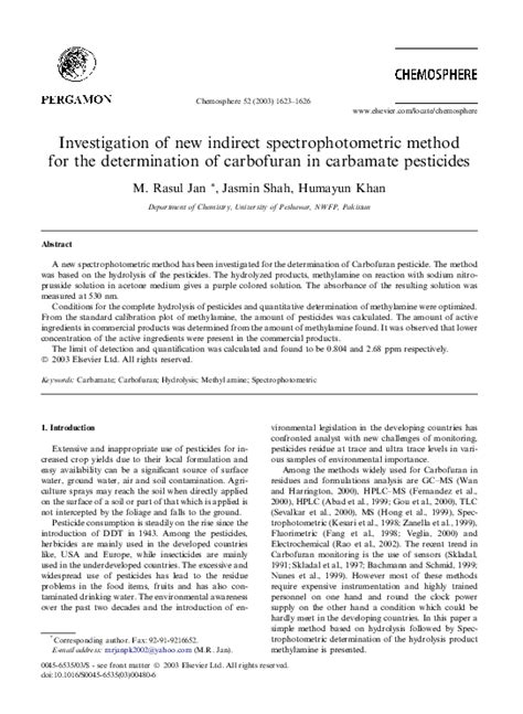 Pdf Investigation Of New Indirect Spectrophotometric Method For The
