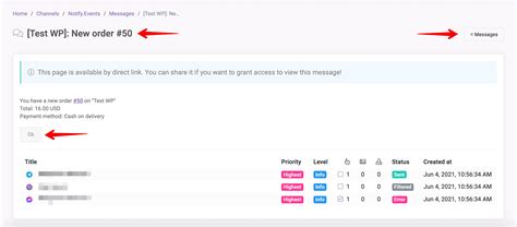 notify events message view notify events help