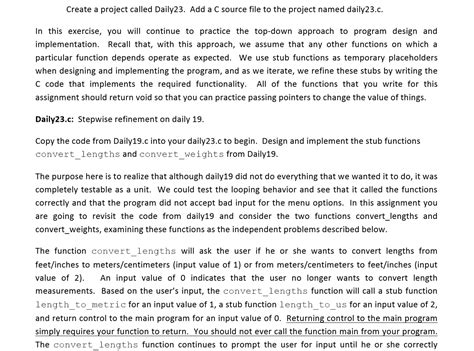 Solved Create A Project Called Daily23 Add A C Source File