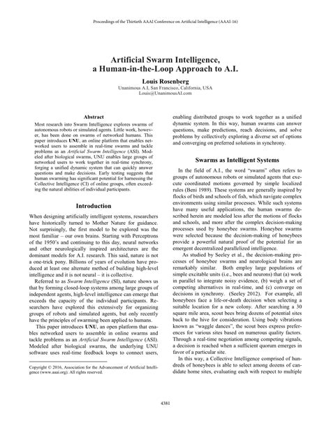 Pdf Artificial Swarm Intelligence A Human In The Loop Approach To A I