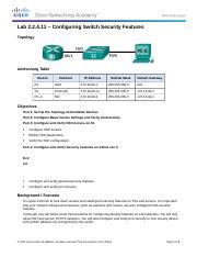 2 2 4 11 Lab Completed Configuring Switch Security Features Lab 2 2 4 11 Configuring Switch