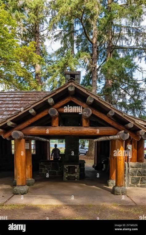 Rustic Park Picnic Pavilion Built By The Civilian Conservation Corps In
