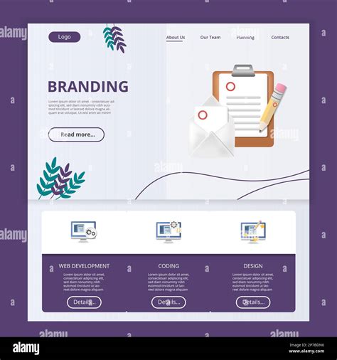 Branding Flat Landing Page Website Template Web Development Coding