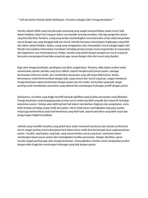Arti Dan Kaitan Moralis Dalam Kehidupan Pdf