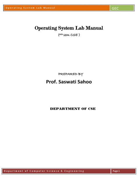 Os Lab Manual Pdf Control Flow Linux